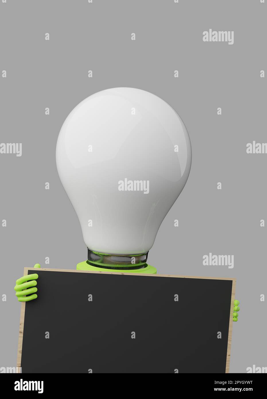A light bulb with an empty blackboard and space for your text on a grey ...