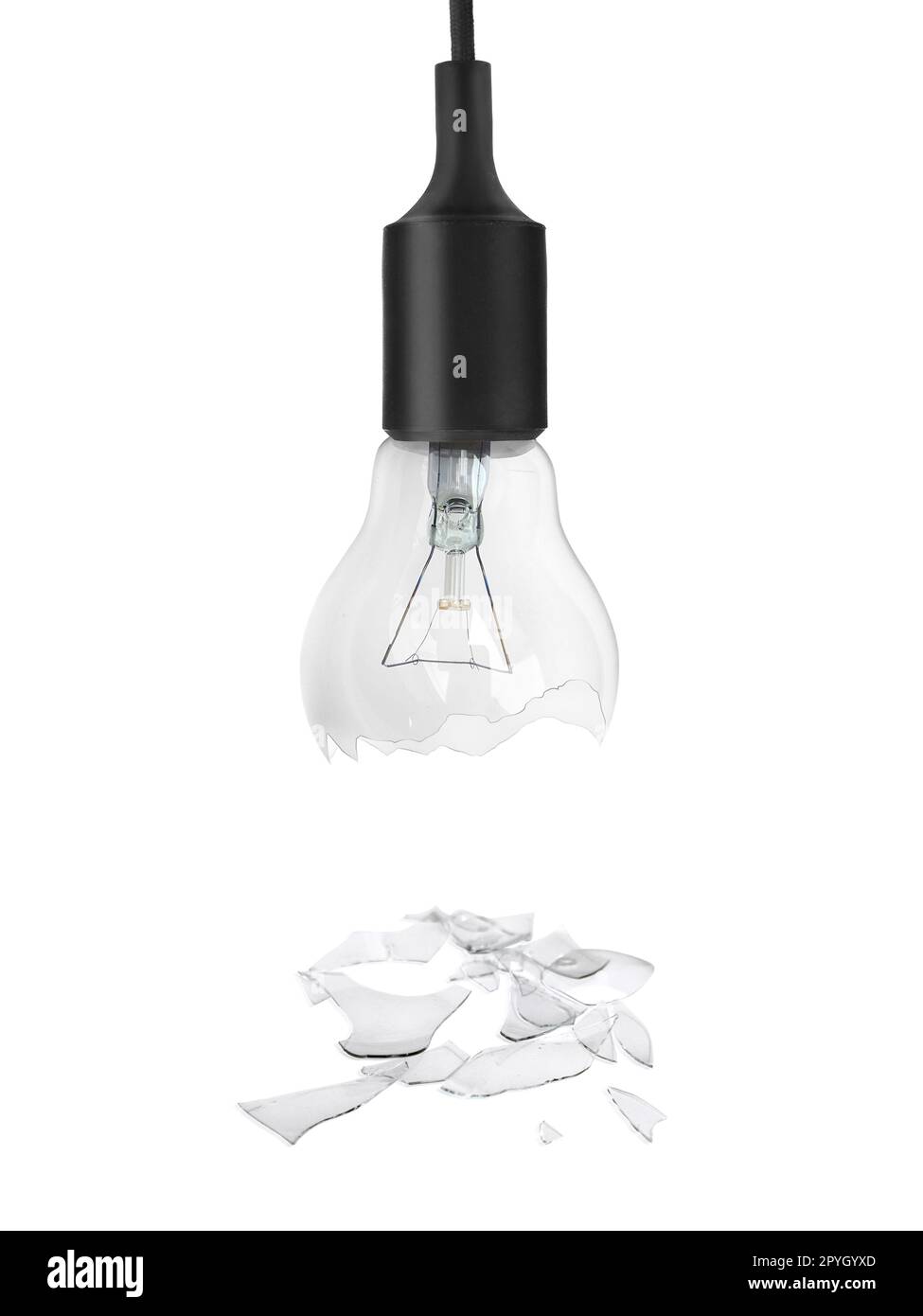 Broken bulb, isolated white background Stock Photo - Alamy
