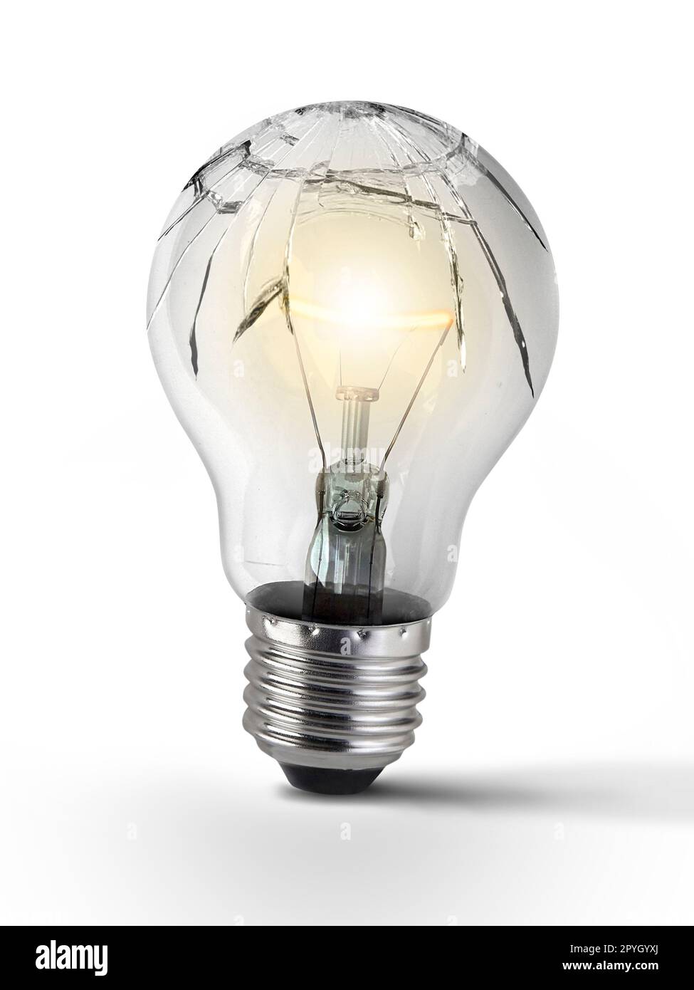 Broken bulb, isolated white background Stock Photo - Alamy