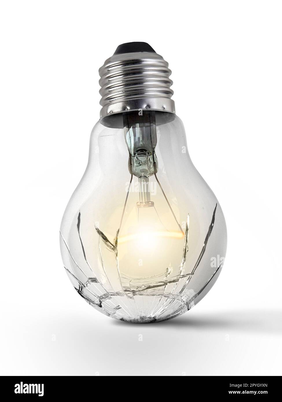 Broken bulb, isolated white background Stock Photo - Alamy