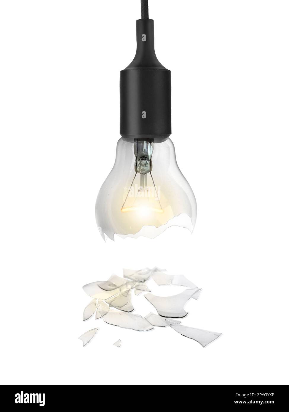 Broken bulb, isolated white background Stock Photo - Alamy