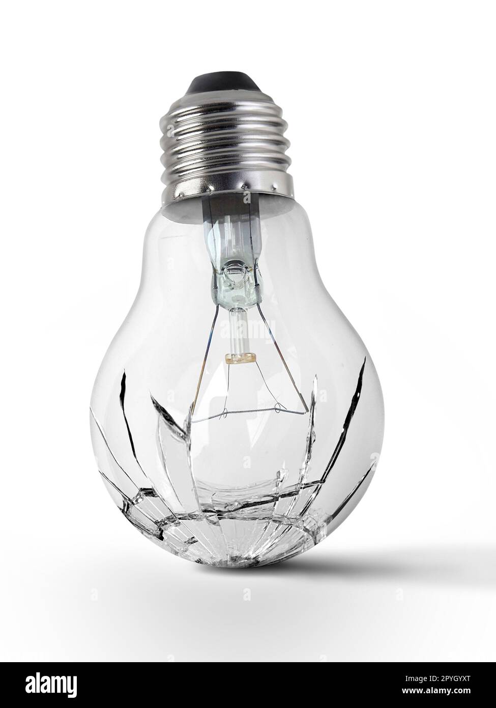 Broken bulb, isolated white background Stock Photo - Alamy