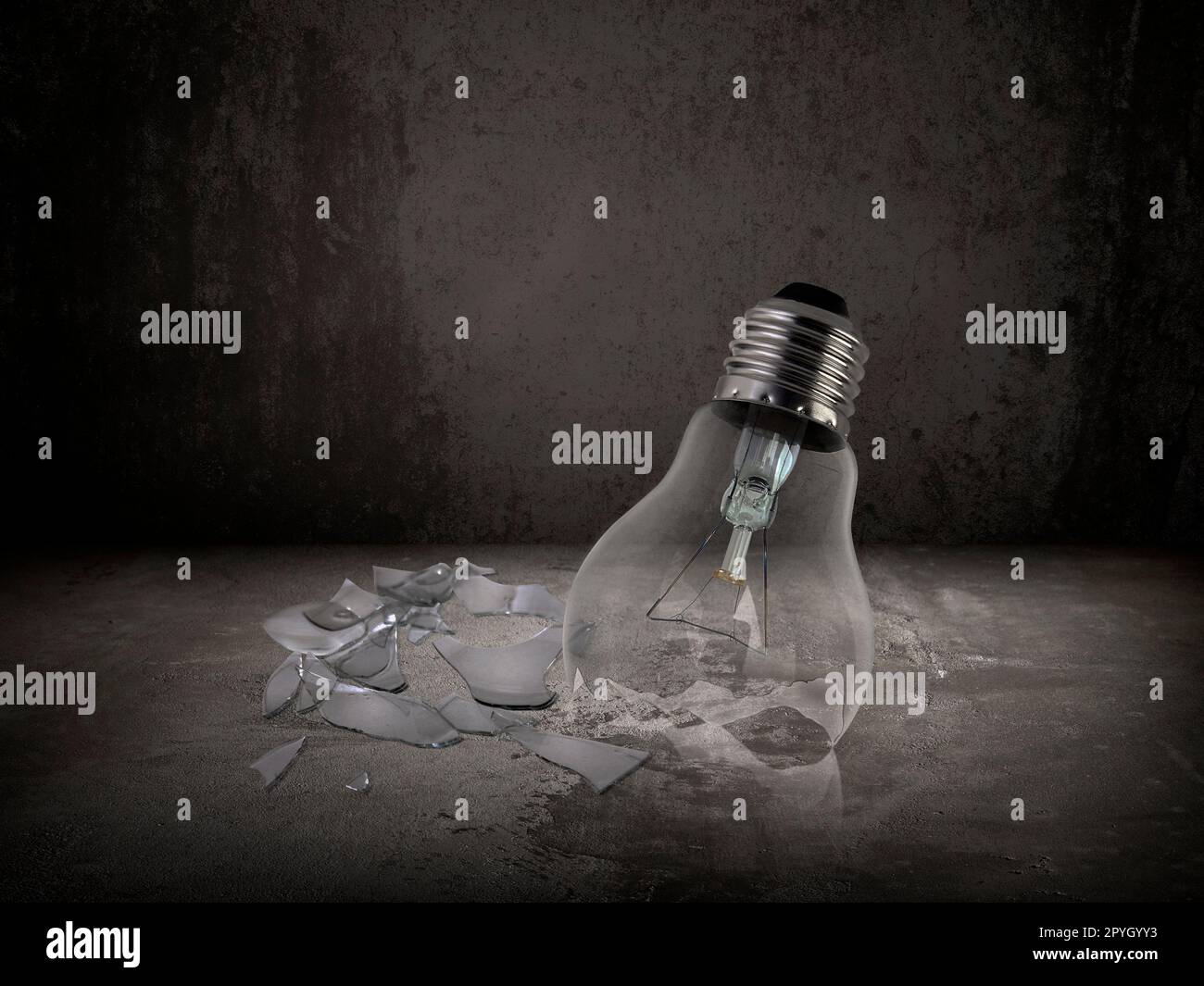 Broken lightbulb glass on floor hi-res stock photography and images - Alamy