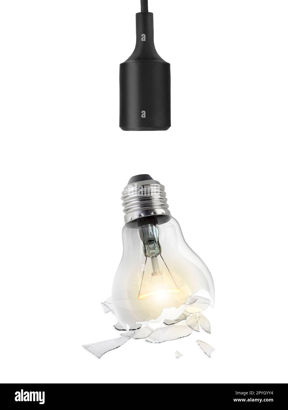 Broken bulb, isolated white background Stock Photo - Alamy