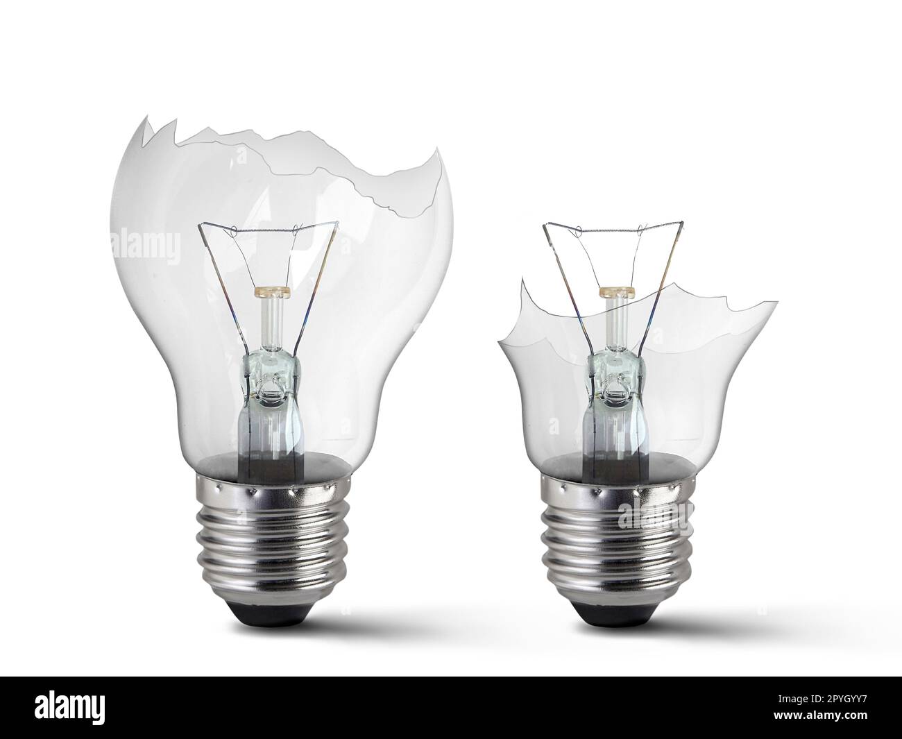 Broken light bulb isolated on white background Stock Photo - Alamy