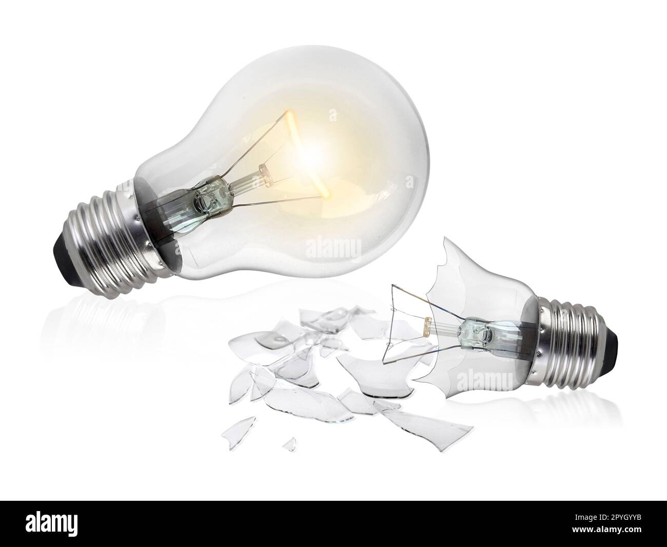 Broken light bulb isolated on white background Stock Photo - Alamy