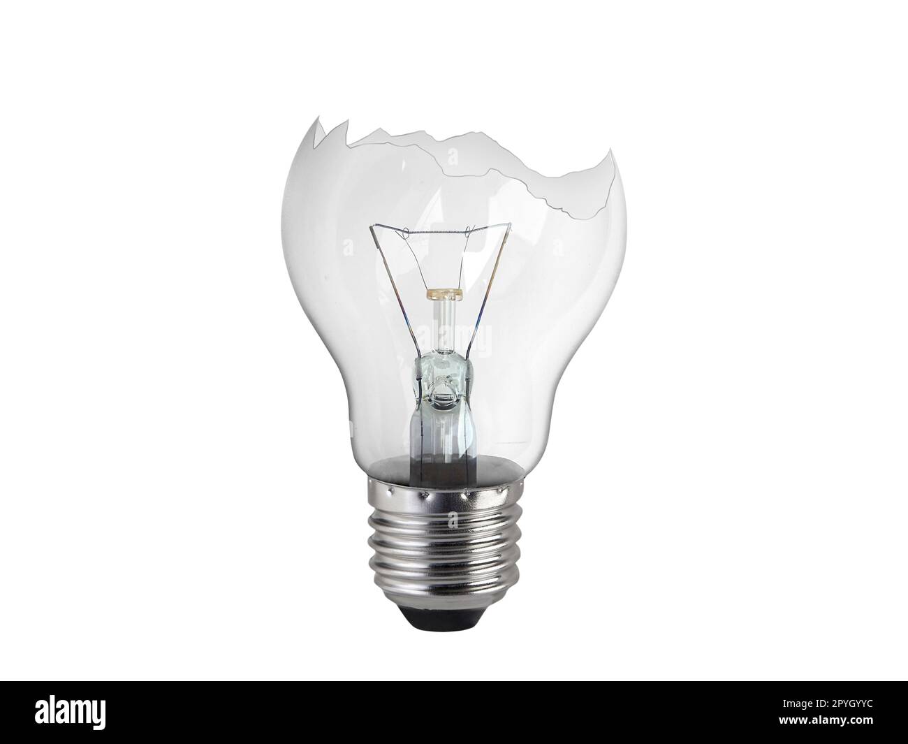 Broken light bulb isolated on white background Stock Photo - Alamy