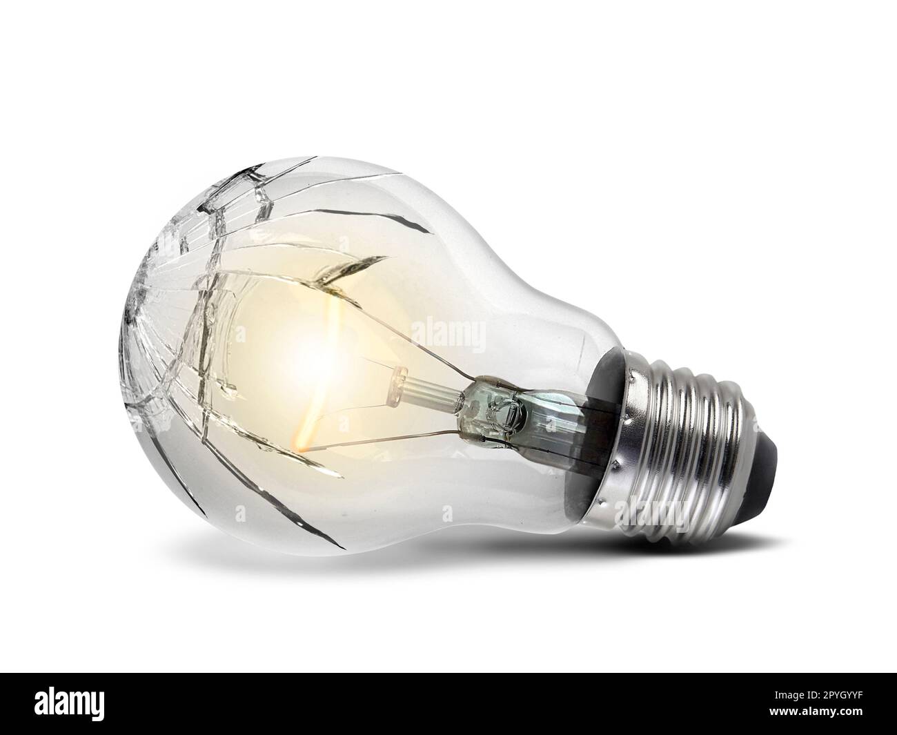 Broken light bulb isolated on white background Stock Photo - Alamy