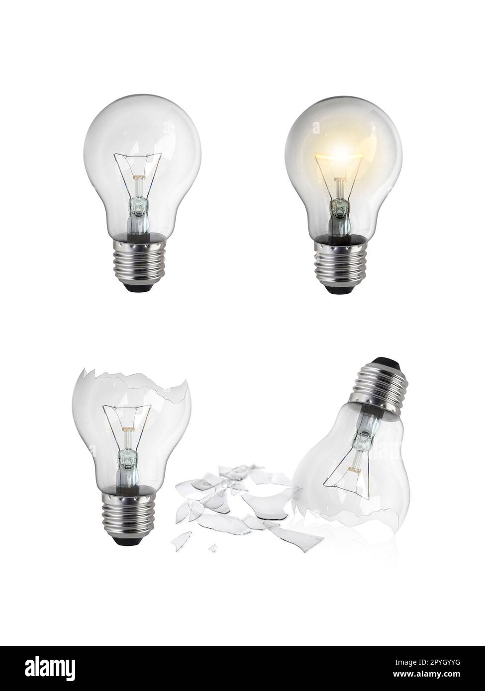 Broken light bulb isolated on white background Stock Photo - Alamy