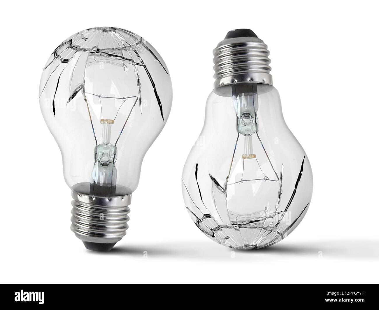 Broken bulb, isolated white background Stock Photo - Alamy