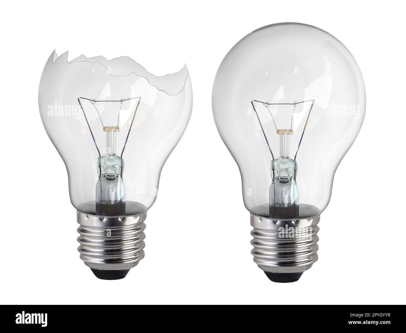 Broken light bulb isolated on white background Stock Photo - Alamy