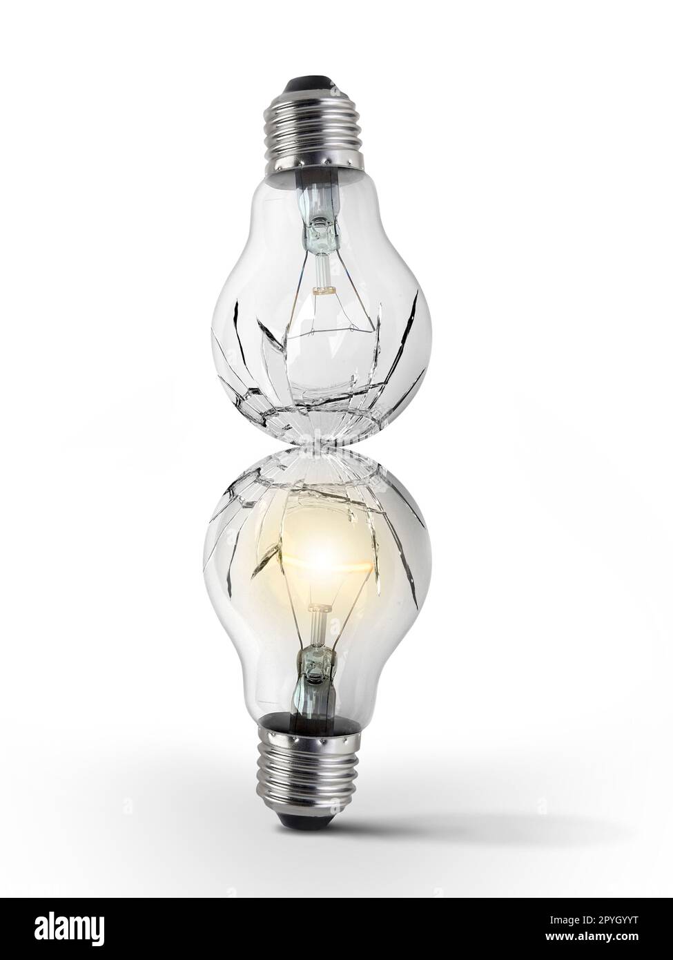 Broken bulb, isolated white background Stock Photo - Alamy