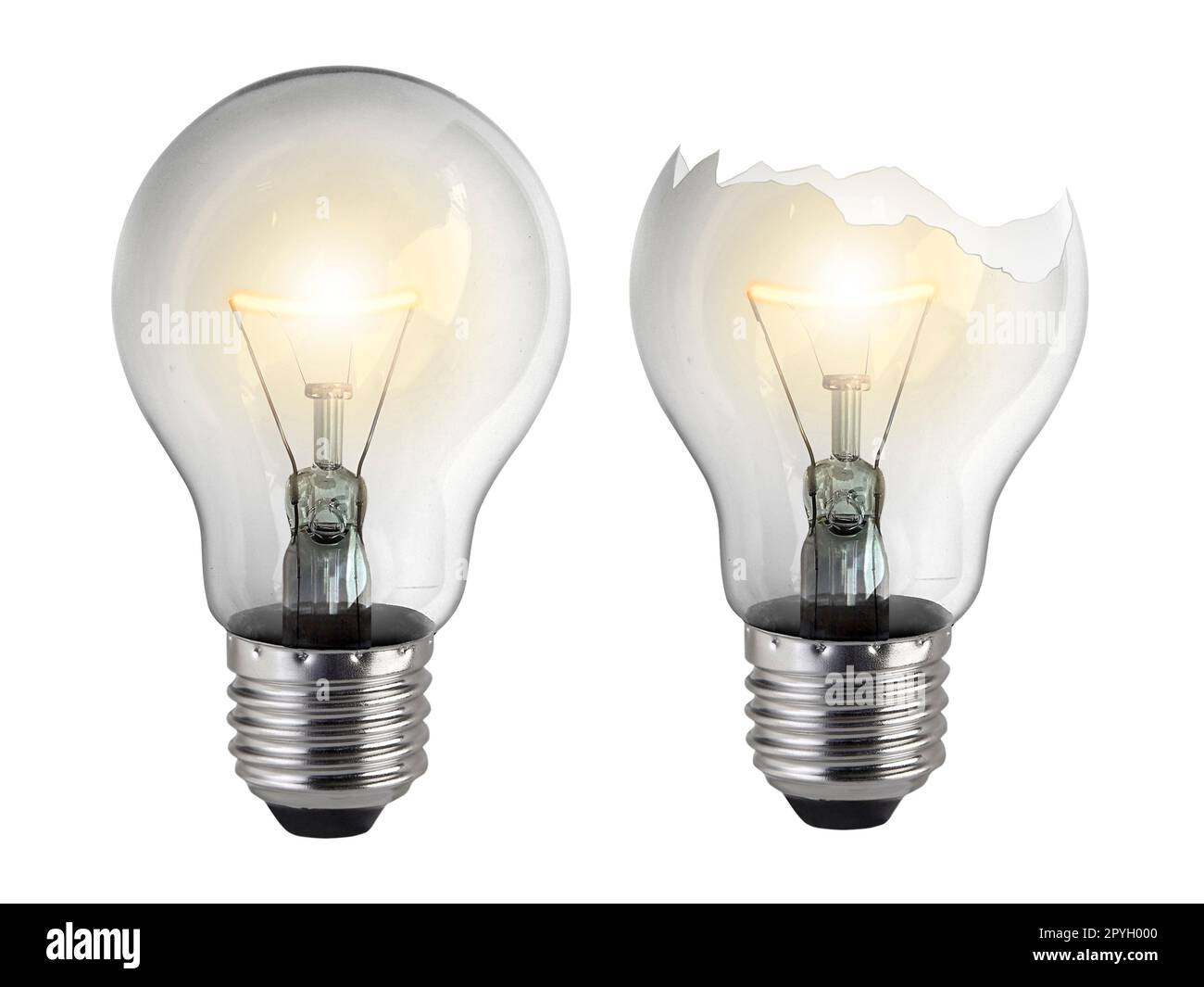 Broken light bulb isolated on white background Stock Photo - Alamy