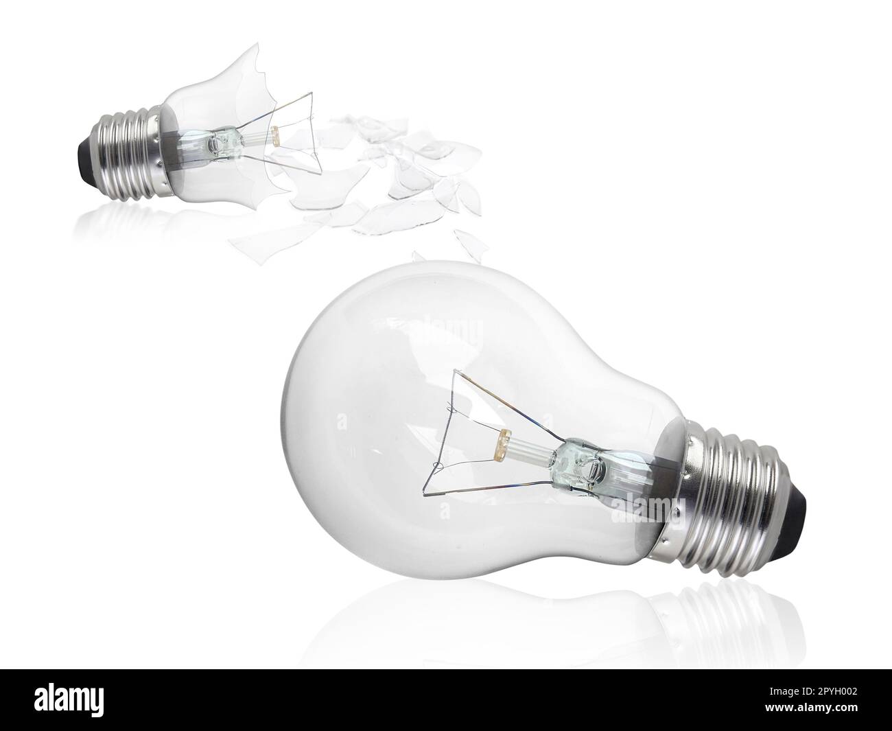 Broken light bulb isolated on white background Stock Photo - Alamy