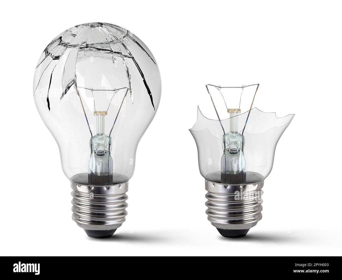 Broken light bulb isolated on white background Stock Photo - Alamy