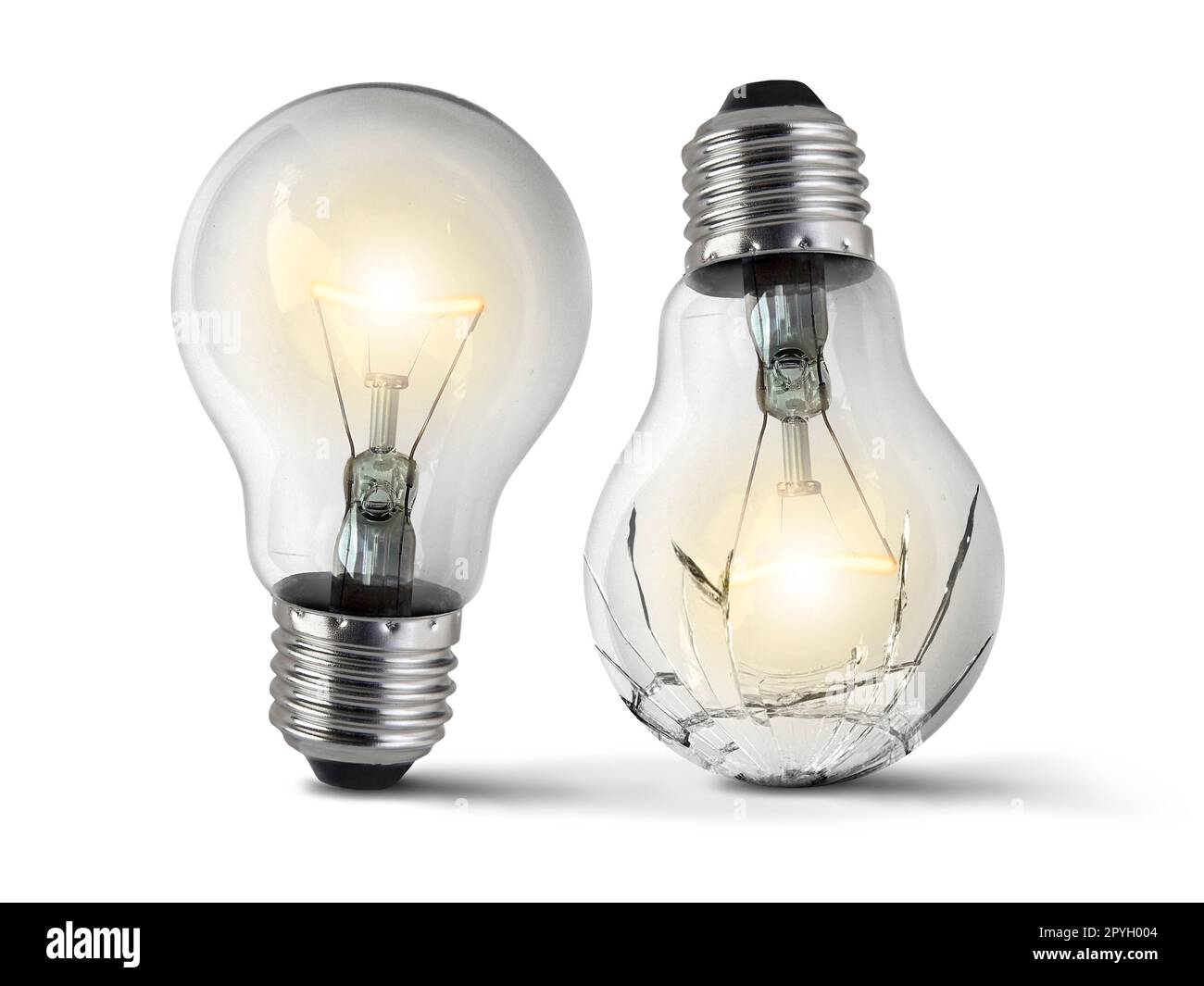 Broken light bulb isolated on white background Stock Photo - Alamy