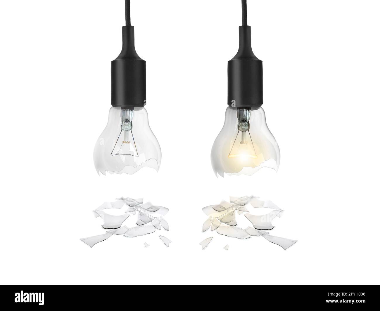 Broken light bulb isolated on white background Stock Photo - Alamy