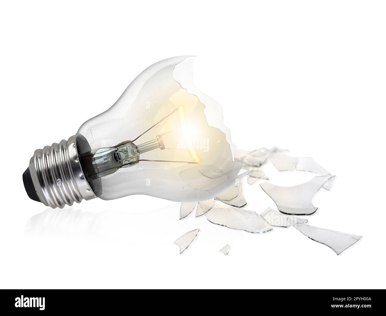 Broken light bulb isolated on white background Stock Photo - Alamy