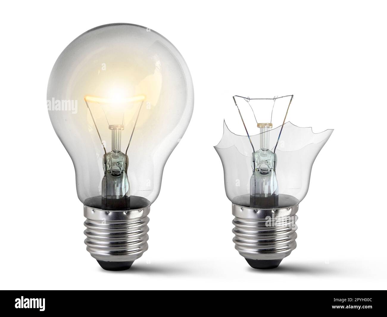 Broken light bulb isolated on white background Stock Photo - Alamy