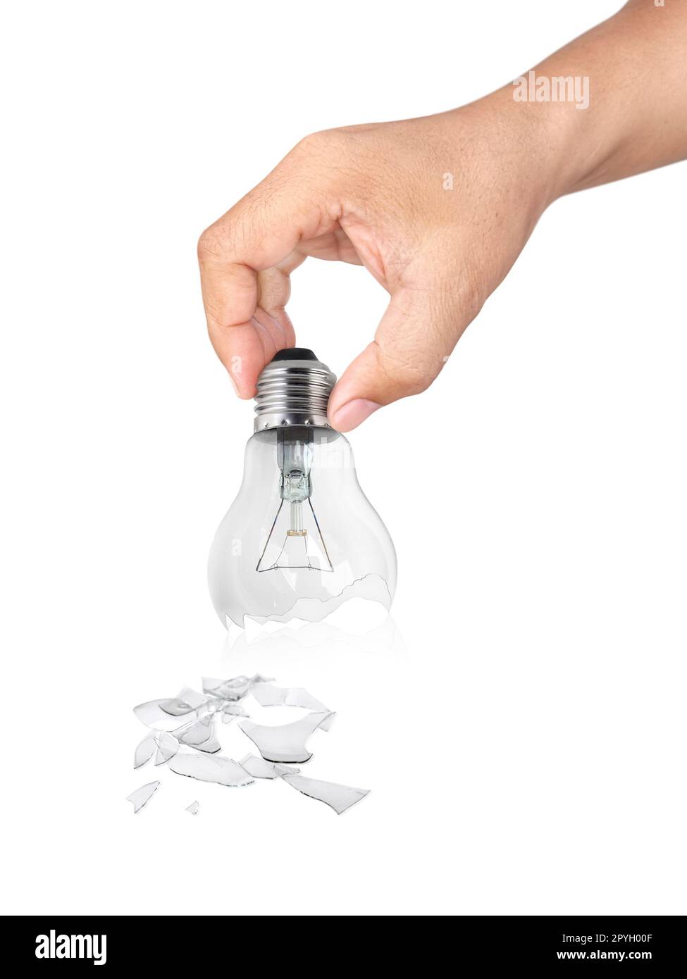 Hand holding Broken light bulb isolated on white background Stock Photo ...