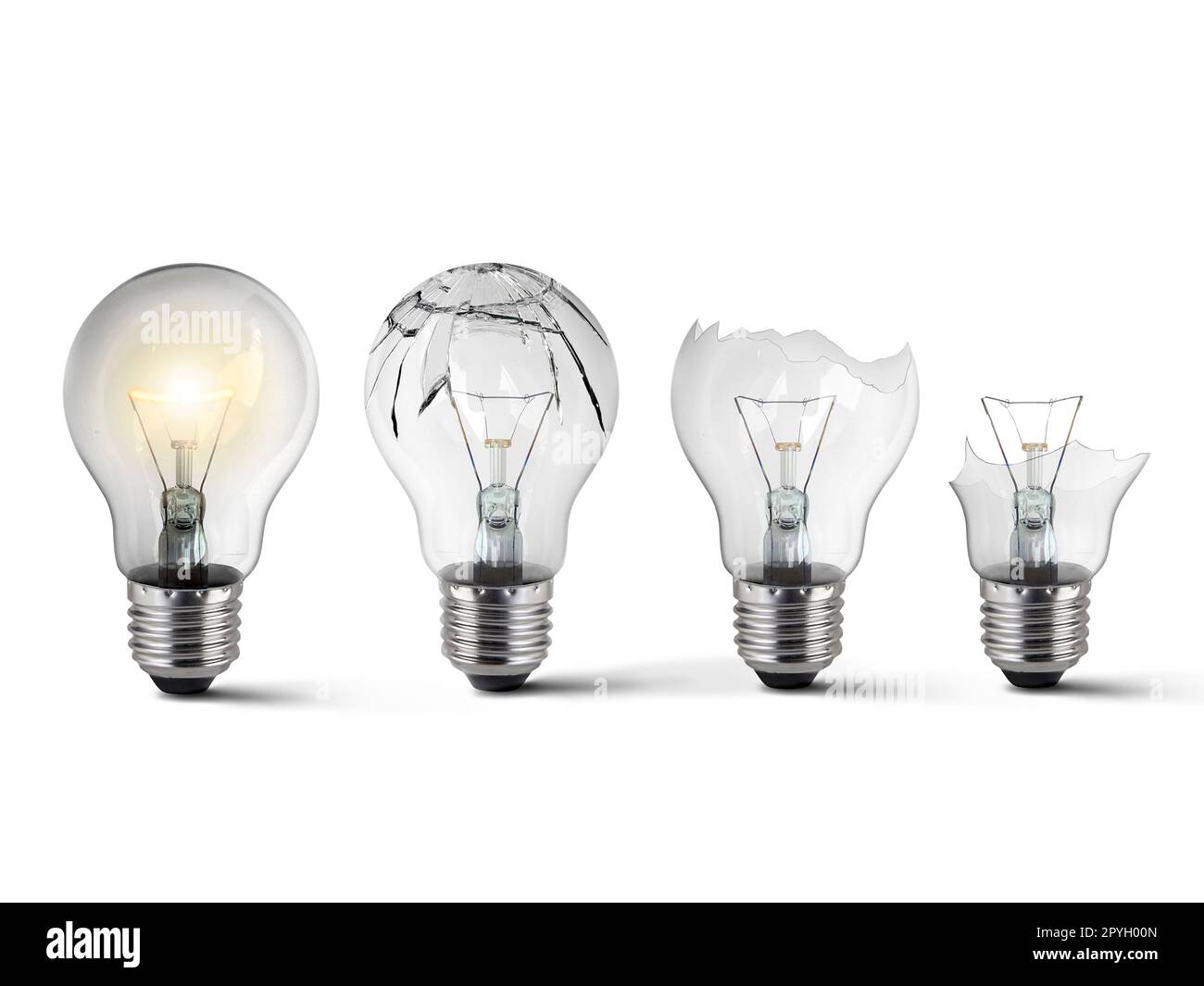 Broken light bulb isolated on white background Stock Photo - Alamy