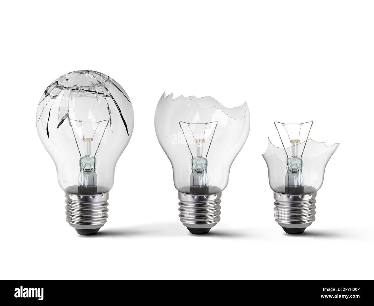 Broken light bulb isolated on white background Stock Photo - Alamy