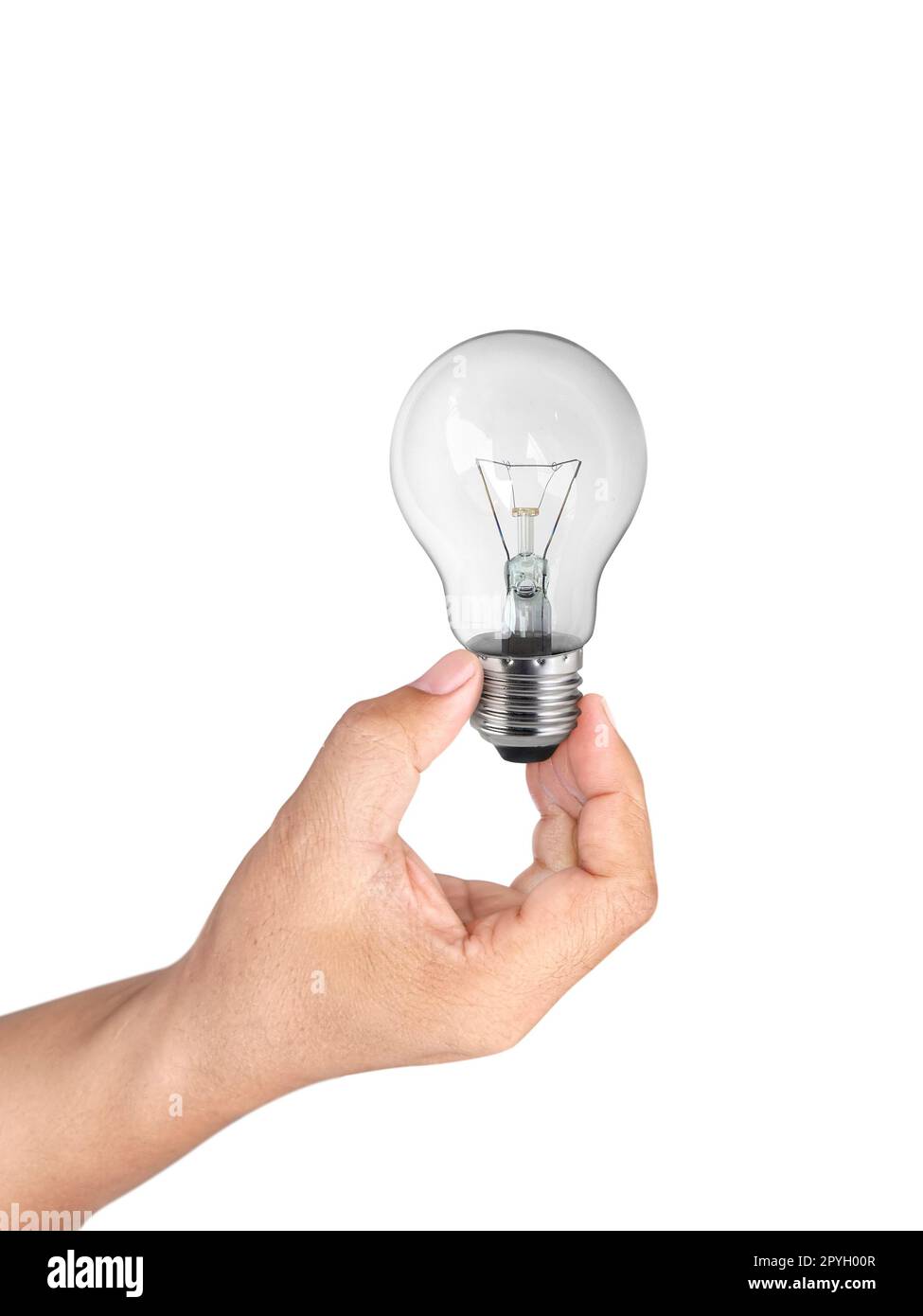 hand holding light bulb isolated on white background Stock Photo - Alamy