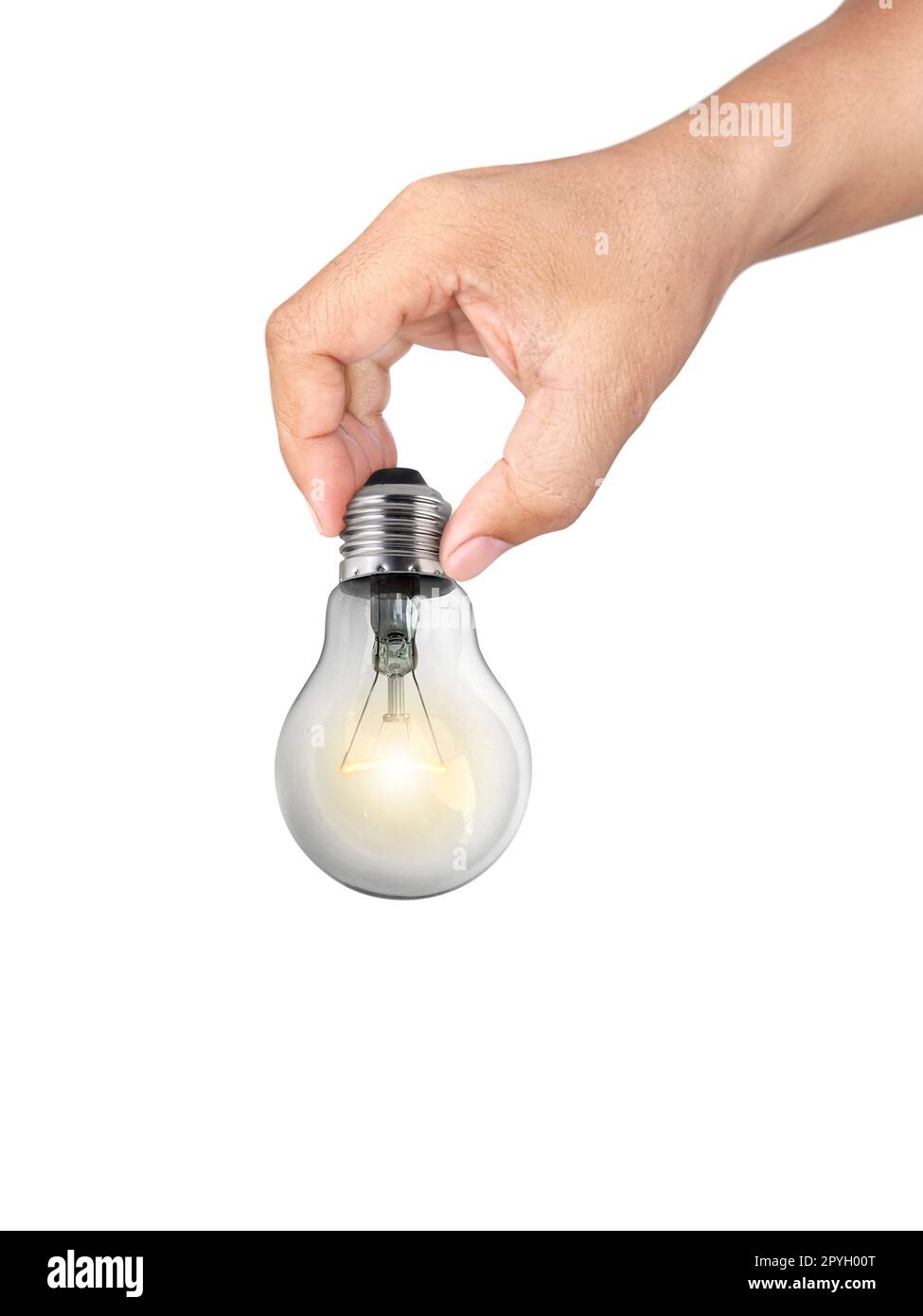hand holding light bulb isolated on white background Stock Photo - Alamy