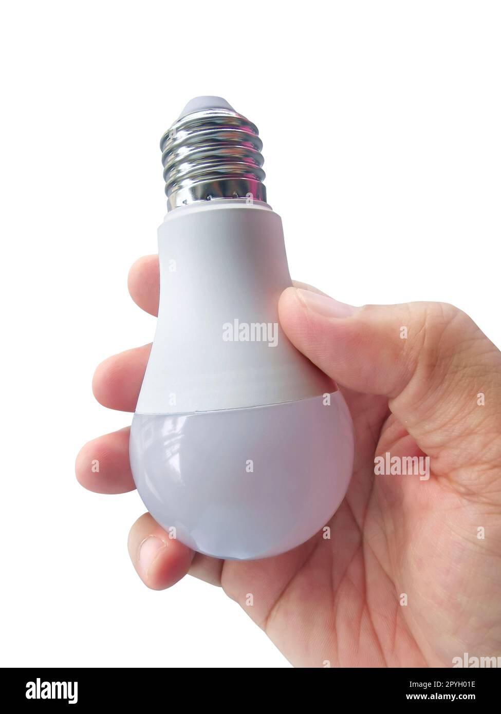 hand holding light bulb isolated on white background Stock Photo - Alamy