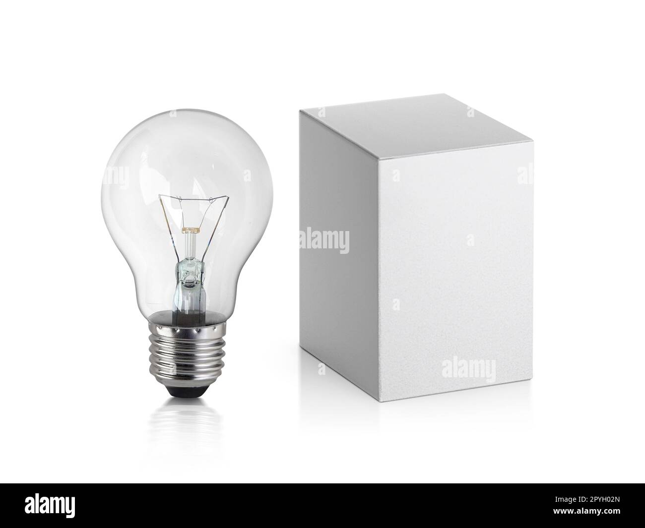 light bulb and box isolated on white background Stock Photo - Alamy