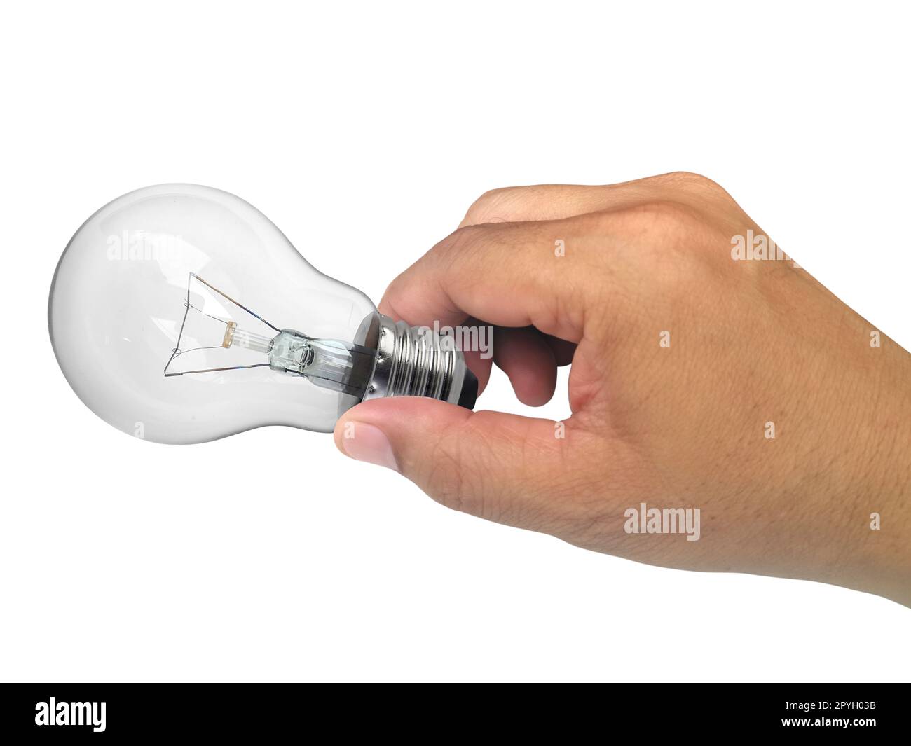 light bulb in hand Isolated on white background Stock Photo - Alamy