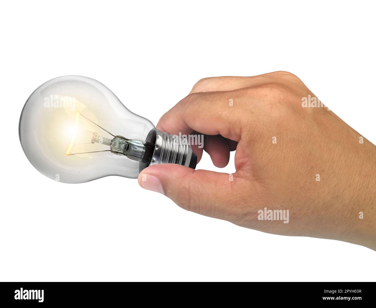 light bulb in hand Isolated on white background Stock Photo - Alamy