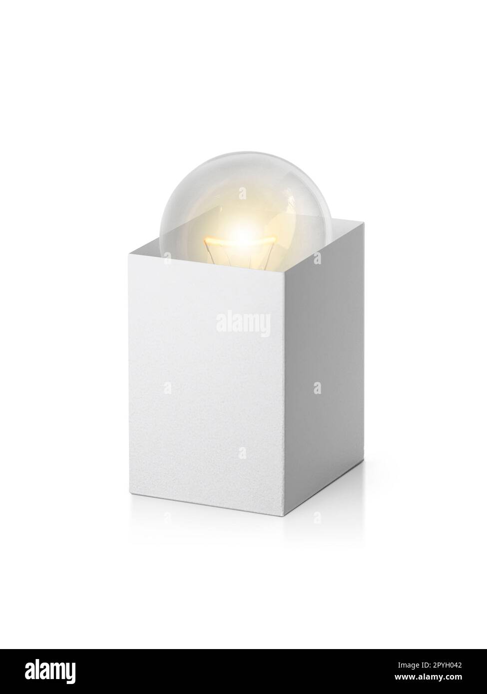 light bulb in box isolated on white background Stock Photo - Alamy