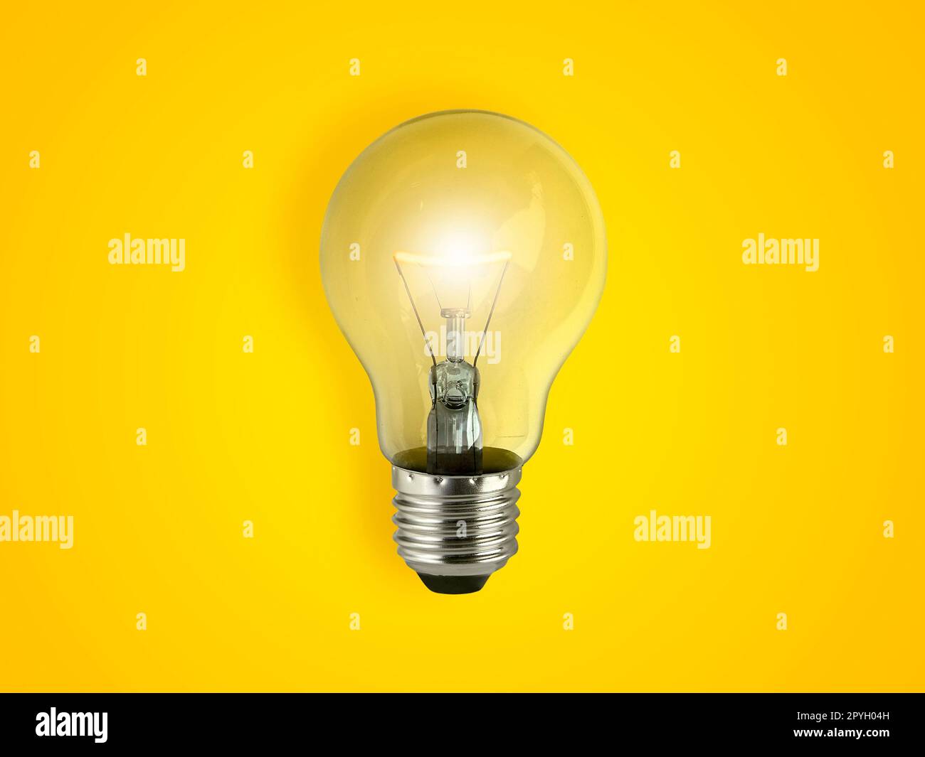light bulbs on bright yellow background in pastel colors simple Stock ...