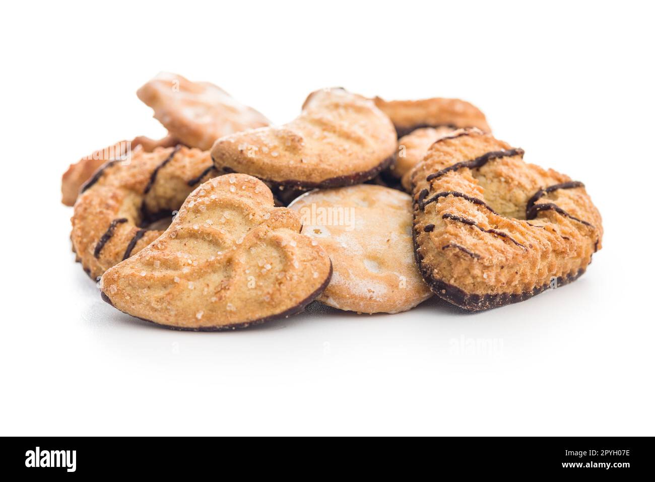 Assorted various cookies. Sweet biscuits isolated on white background ...