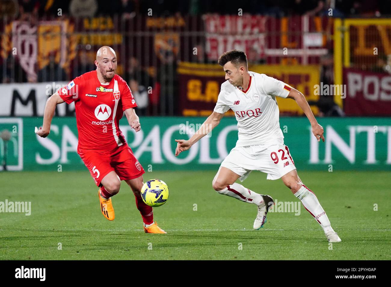 Monza, Italy - 03/05/2023, Stephan El Shaarawy (AS Roma) and Luca ...