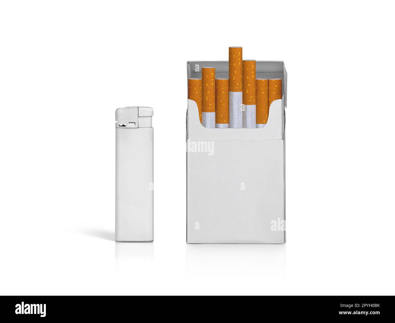 Cigarette pack and lighters isolated on white background Stock Photo ...