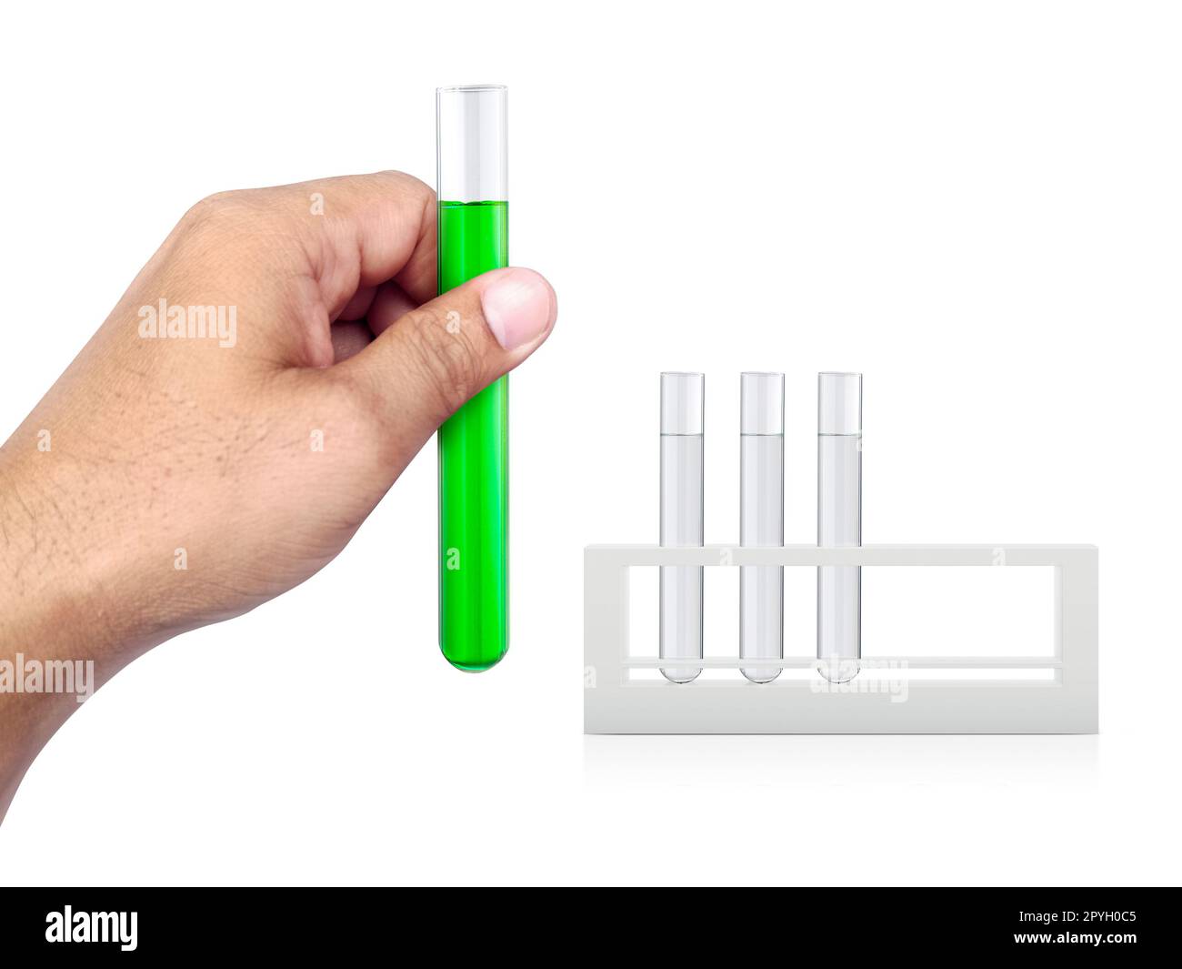 chemical test tube in hand on white isolated background Stock Photo - Alamy
