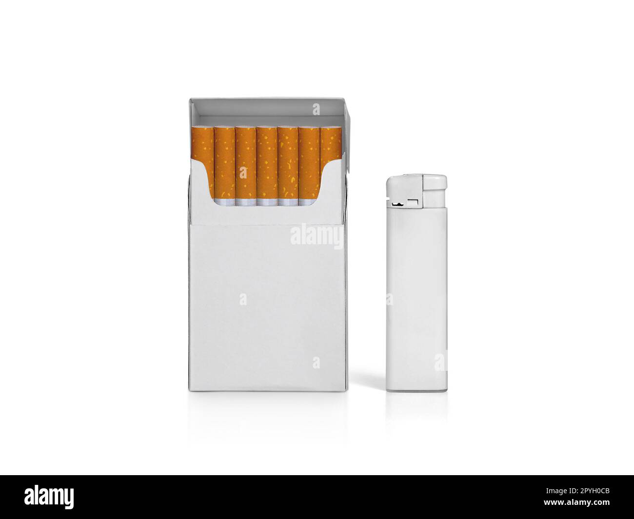 Cigarette pack and lighters isolated on white background Stock Photo ...