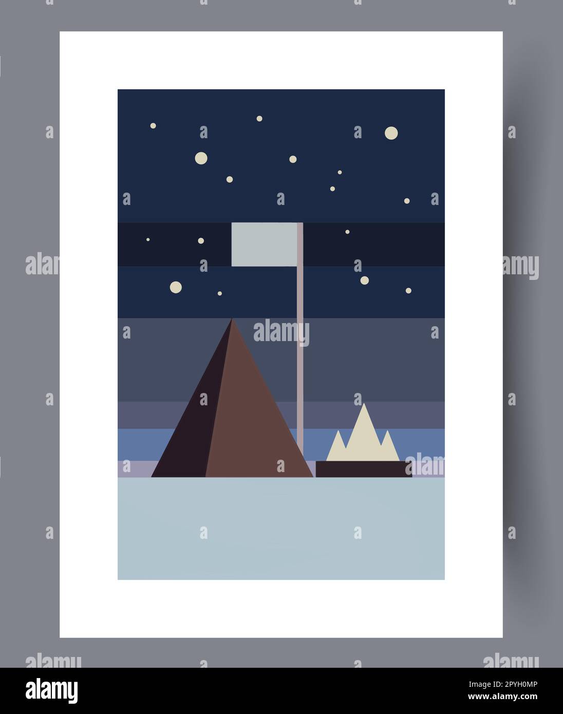 Landscape tent space camp wall art print. Printable minimal abstract ...