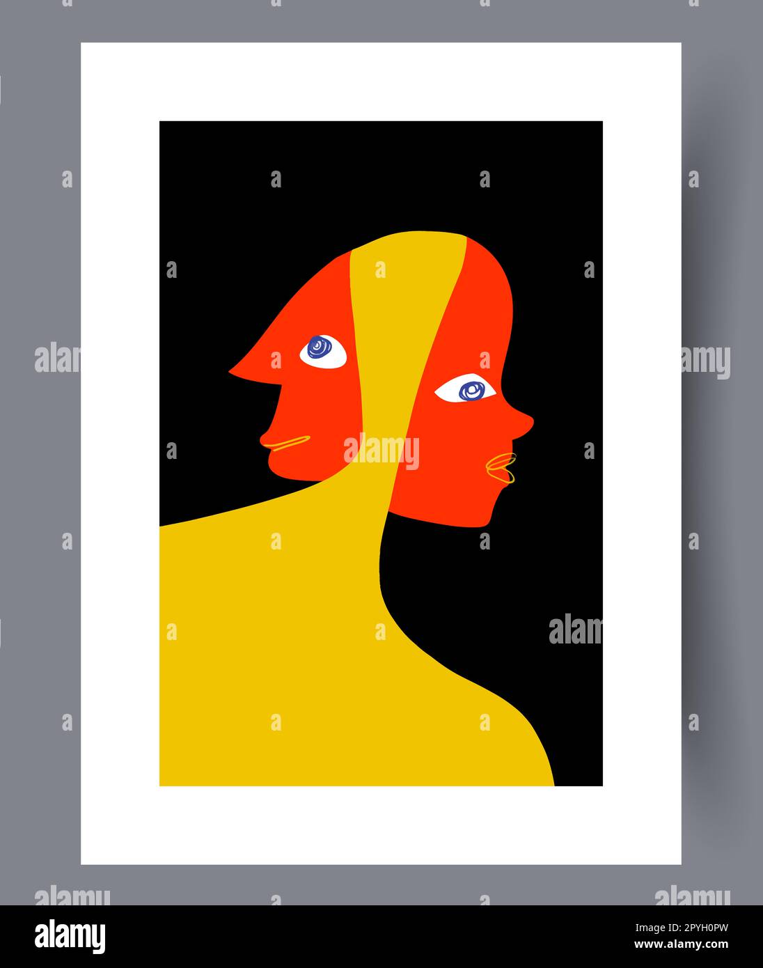 Portrait faces fantastic people wall art print. Printable minimal ...