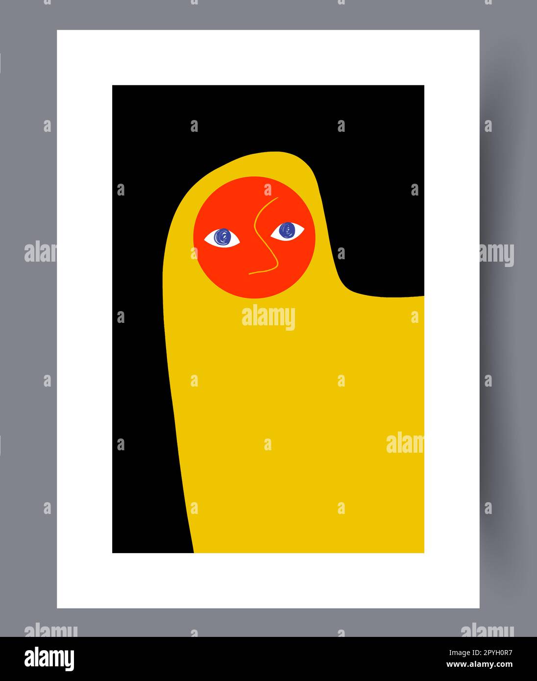 Portrait human surreal face wall art print. Printable minimal abstract ...