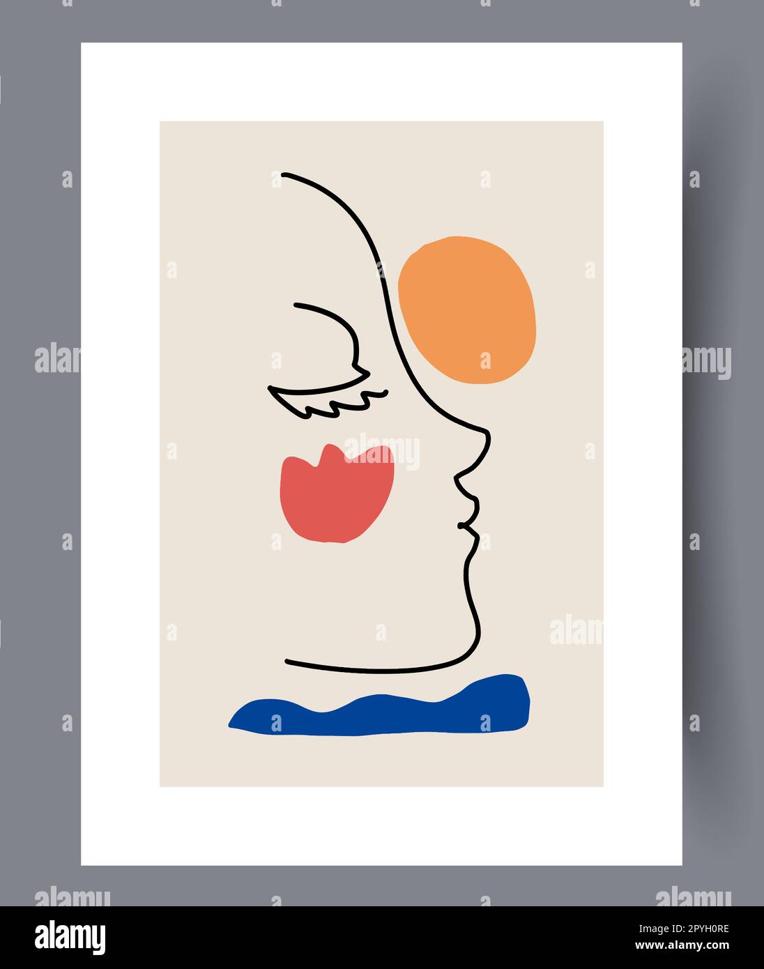 Portrait face elegance girl wall art print. Printable minimal abstract ...