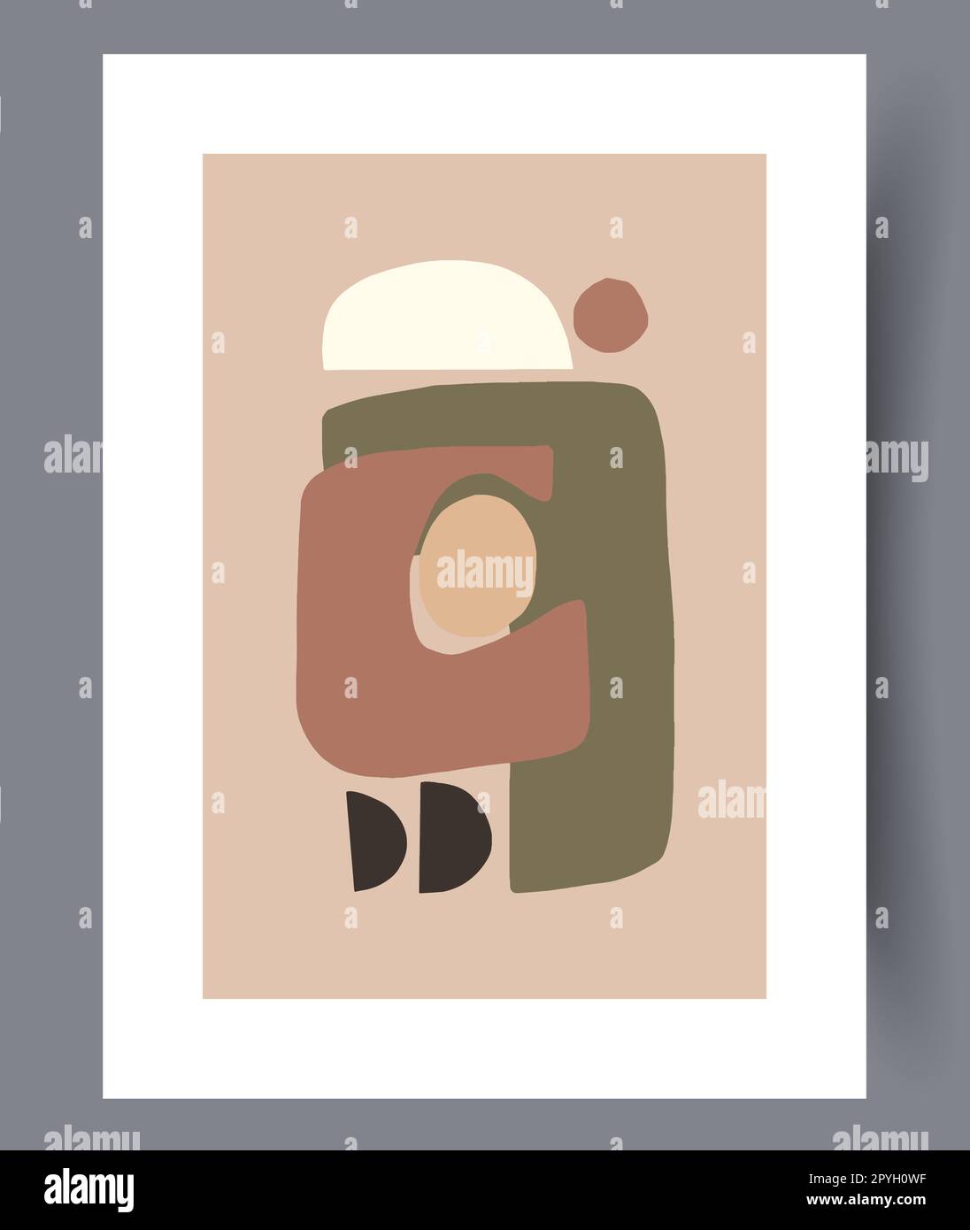 Abstract shapes pastel boho wall art print. Contemporary decorative ...