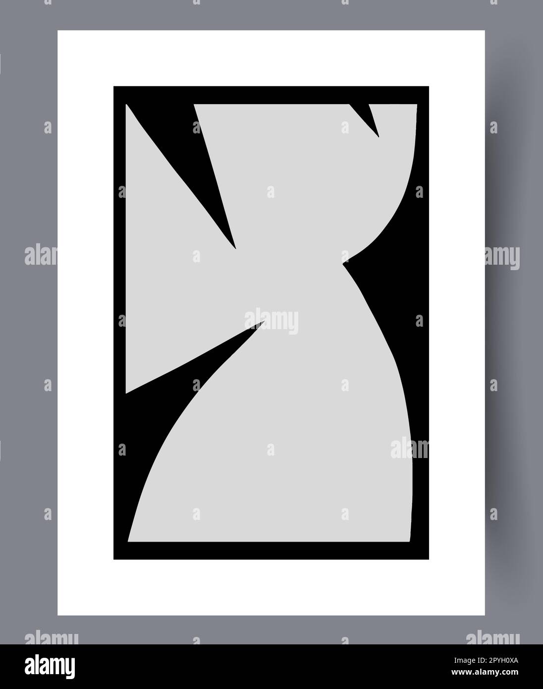 Abstract shapes monochrome geometry wall art print. Wall artwork for ...