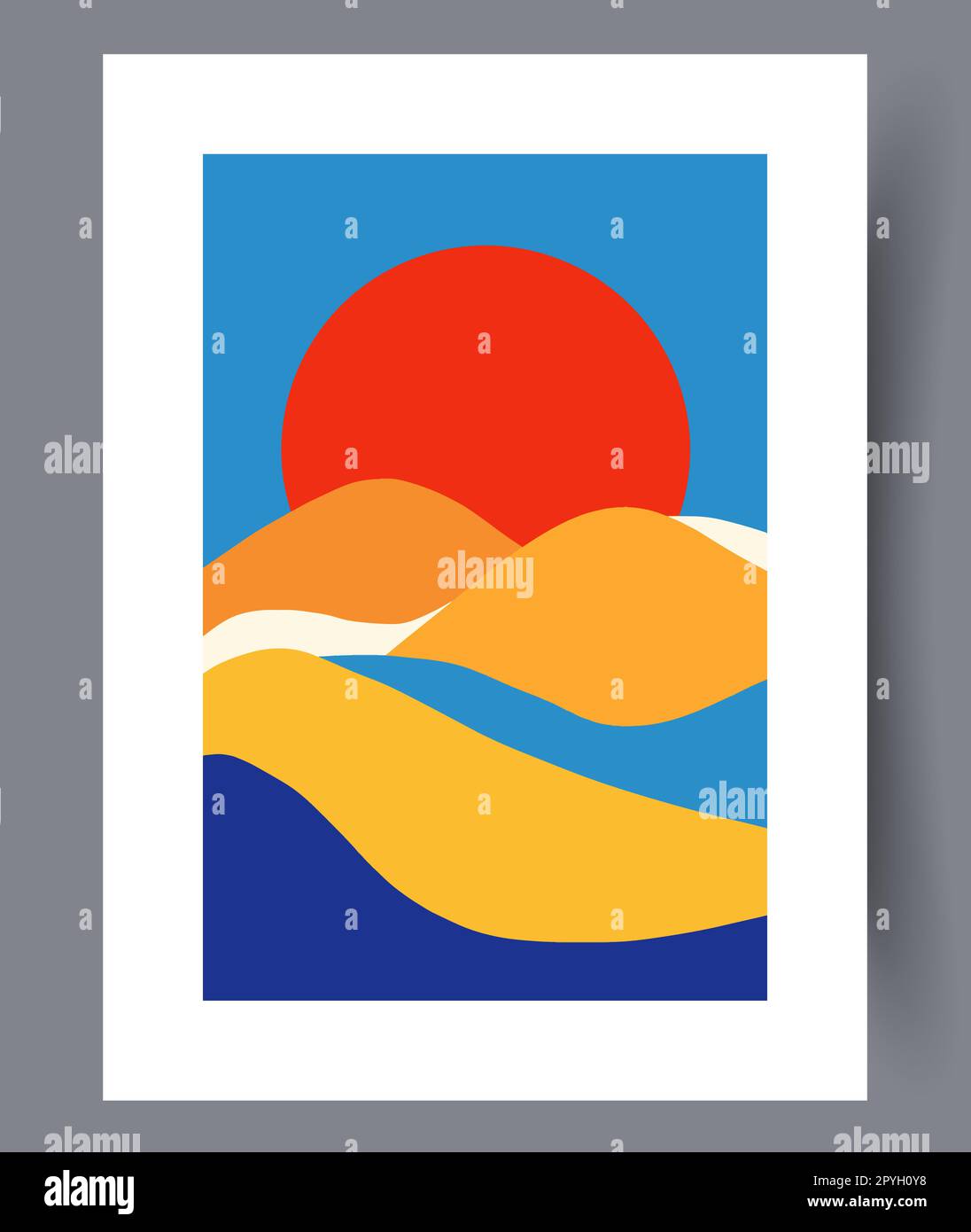 Landscape sunrise hilly desert wall art print. Contemporary decorative ...