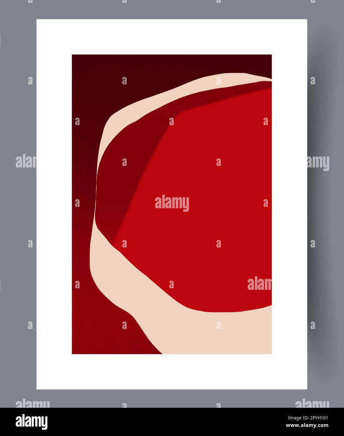 Abstract shapes scarlet elements wall art print. Wall artwork for ...