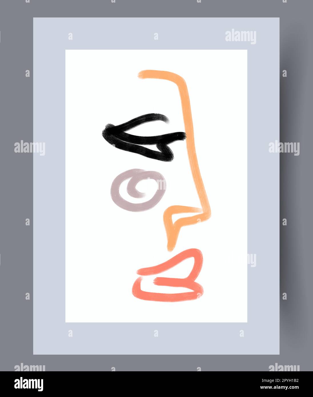 Portrait woman aesthetics face wall art print. Printable minimal ...
