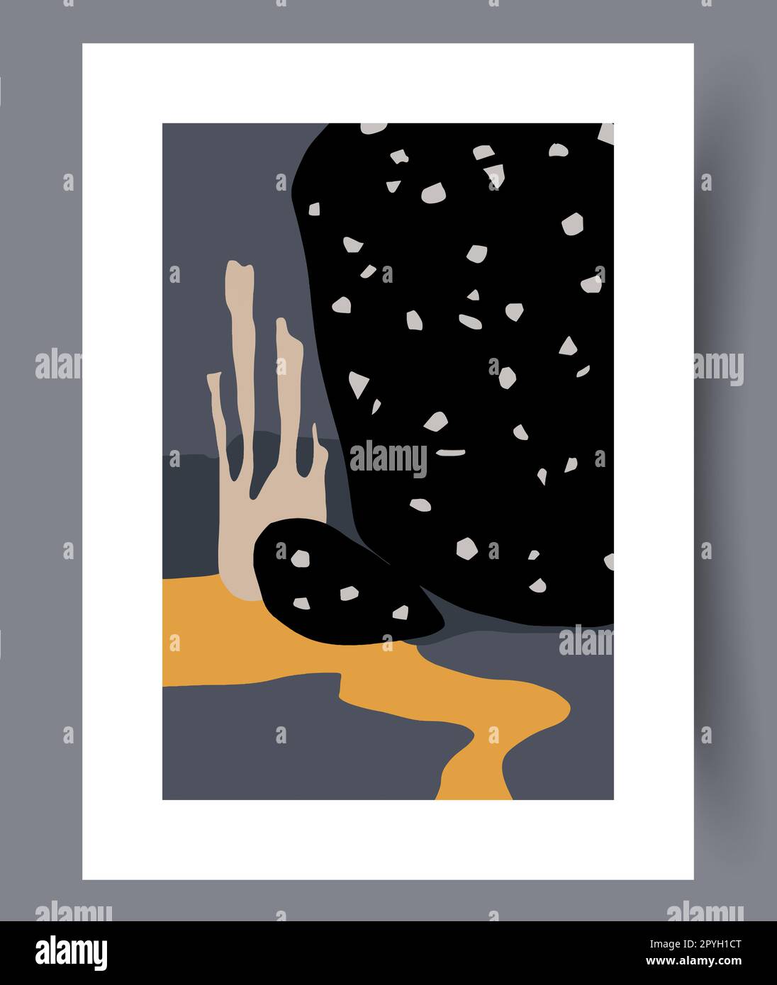 Abstract shapes surreal boho wall art print. Wall artwork for interior ...