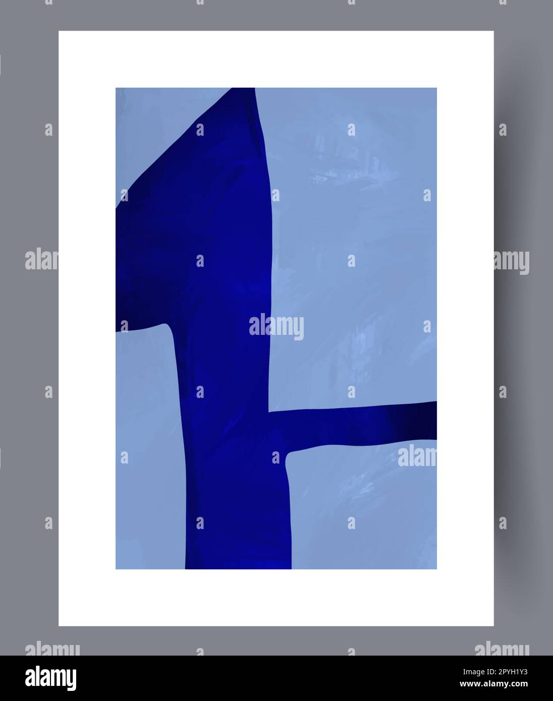 Abstract figure blue postmodernism wall art print. Wall artwork for ...